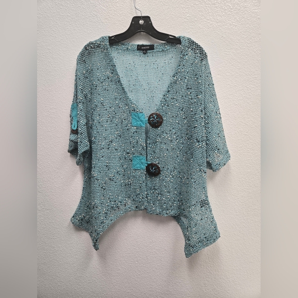 Kaktus | Tops | Kaktus Boho Weave Cardigan Turquoise Net Resort Style ...